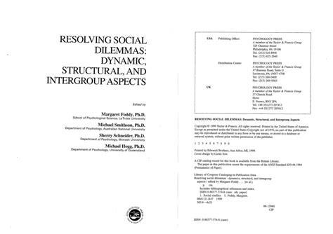 Pdf Resolving Social Dilemmas Dynamic Structural And Intergroup Aspects