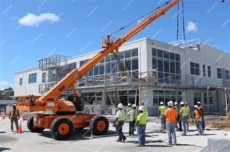 Premium Photo Crane Assisting In Educational Facility Construction