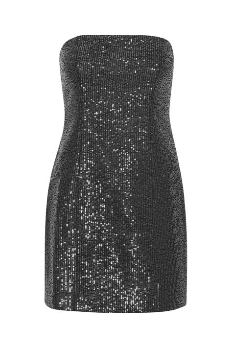 Rotate Black Twill Sequin Mini Dress Black Contemporary Ready To Wear
