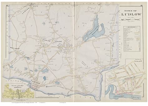 Ludlow Massachusetts 1894 Old Town Map Reprint Hampden Co Old Maps