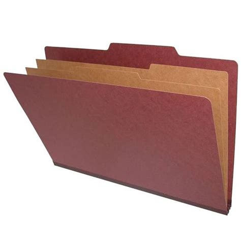 Top Tab Classification Folder 2 Expansion Legal Size 2 Dividers Red Brown Box Of 10