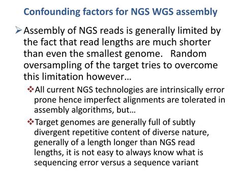 Ppt Ngs Bioinformatics Workshop 21 Next Generation Sequencing And Sequence Assembly