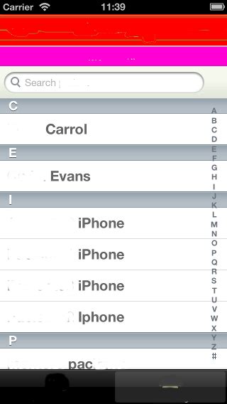 Uitableview Search Bar Behavior Similar To Native Contacts App But