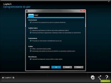 Galeria zdjęć Zrzuty ekranu Screenshoty Logitech Gaming Software