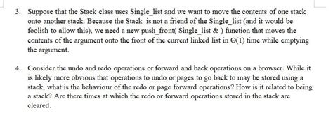 Solved 3 Suppose That The Stack Class Uses Singlelist And