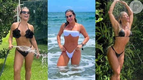 Poliana Rocha esbanja boa forma em biquíni e corpo jovem da sogra de
