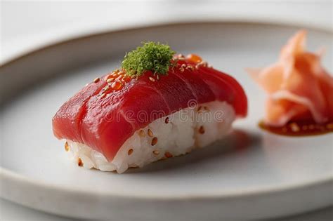 Exquisite Tuna Nigiri With Pickled Ginger And Soy Sauce Michelin Star