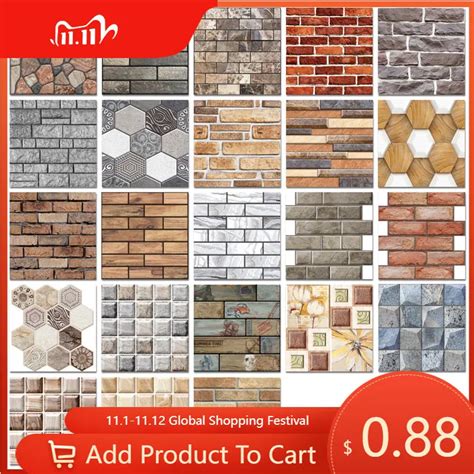 Diy 홈 인테리어 벽지 3d 대리석 벽돌 껍질 및 자체 접착 벽 스티커 방수 주방 욕실 스틱 Pvc 티몬