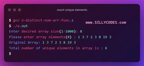 Count Number Of Unique Elements In Array In C Language