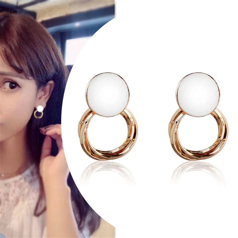 Circle Earrings Golden Lady Short Hair Earrings Short Earrings Femme