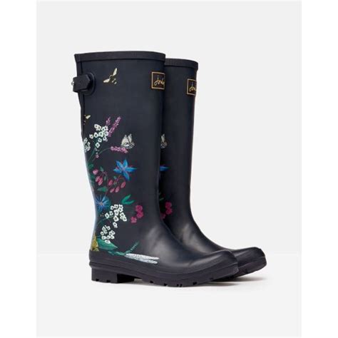 Joules Navy Bee Floral Womens Wellies