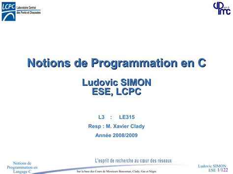 Pdf Notions De Programmation En C Isirupmcfr · Ludovic Simon Ese Notions De Programmation