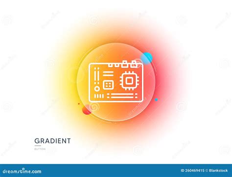 Motherboard Line Icon Computer Component Hardware Sign Gradient Blur