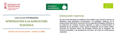 INTRODUCCIÓN A LA AGRICULTURA ECOLÓGICA Se abre la preinscripción el