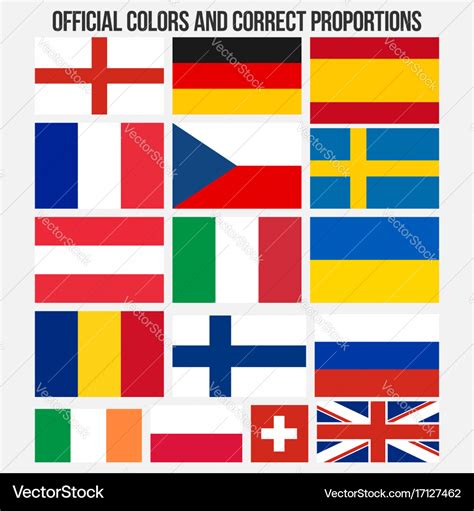 Flags Of Countries With Official Colors And Vector Image