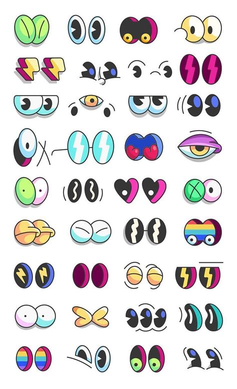 2d Cartoon Eyes CollectionCartoon FaceIllustrationVector Drawing Easy