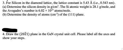 Solved 3 For Silicon In The Diamond Lattice The Lattice