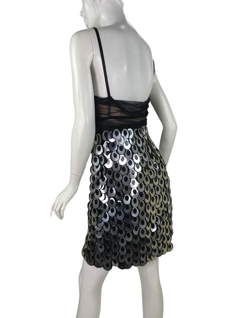Vintage Versace Silver Paillette Mini Dress As Seen On Halle Berry