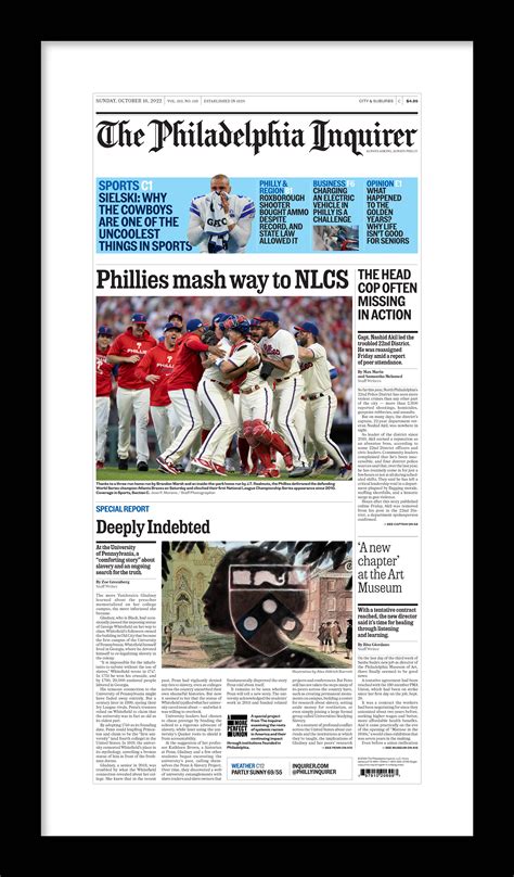 Reprint Of The Philadelphia Inquirer 101622 Phillies Advance To N
