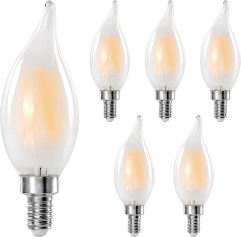 Seigun 4W Frosted Candelabra LED Bulbs 2700K Warm White 360 Lumens