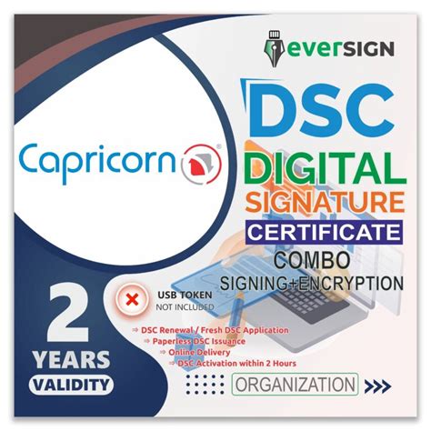 Capricorn Class 3 Combo Dsc Digital Signature Certificate Encryption Individual For 2