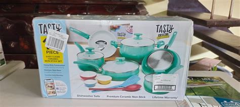 Tasty Ceramic Titanium Reinforced Cookware Set Ombre Green 16 Piece