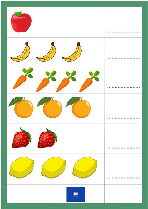 Saymaq Və Riyaziyyat öyrən Counting Fruits Worksheet For Preschool