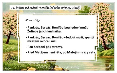 Pranostiky na den 14 5 České zvyky tradice a pranostiky