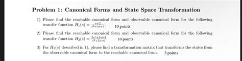 Solved Problem 1 Canonical Forms And State Space