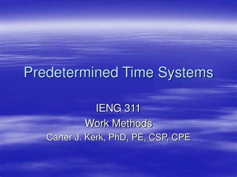 Ppt Predetermined Time Systems Powerpoint Presentation Free Download