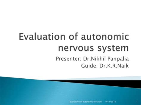 Evaluation Of Autonomic Nervous System Pptx