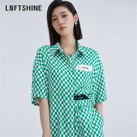 Loftshine珞炫格子衬衫2022夏新款女设计感小众时髦衬衣22210088珞炫服饰