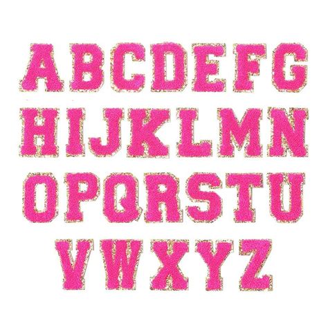 Gold Glitter Varsity Letter Patch Hot Pink