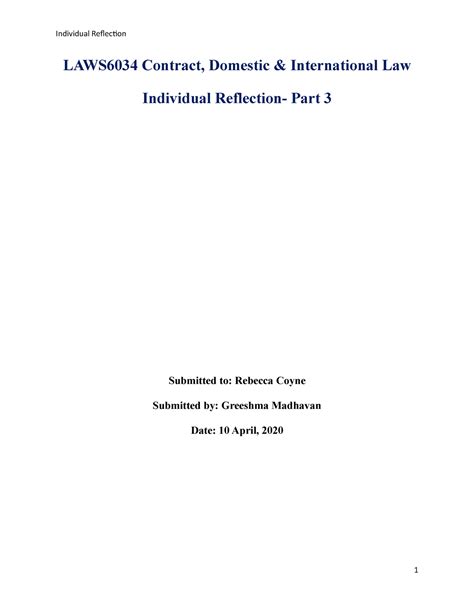 Individual Reflection Law Individual Reflection Laws6034 Contract