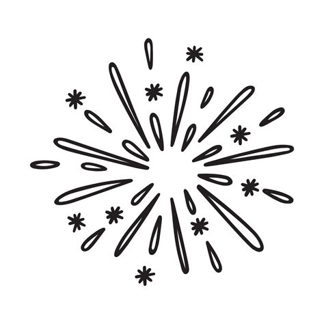 Hand Drawn Fireworks Doodle Vector Illustration Isolated On White