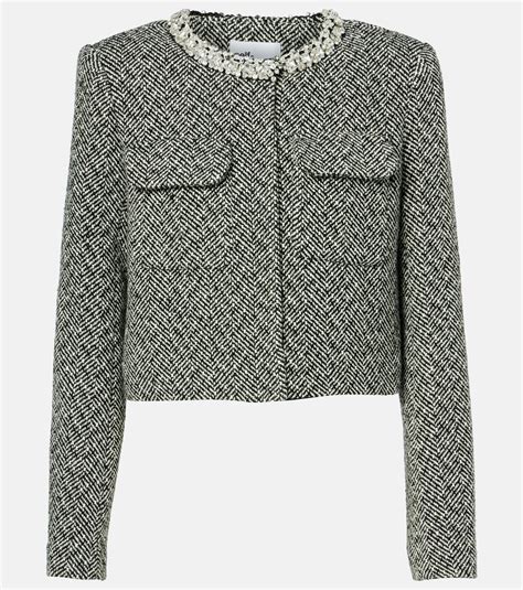 Herringbone Embellished Jacket In Black Self Portrait Mytheresa