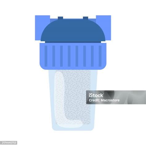 편평한 디자인에 있는 급수 여과기 카트리지 필러가 있는 여과 시스템 요소 벡터 일러스트 레이 션 절연 깨끗한에 대한 스톡 벡터