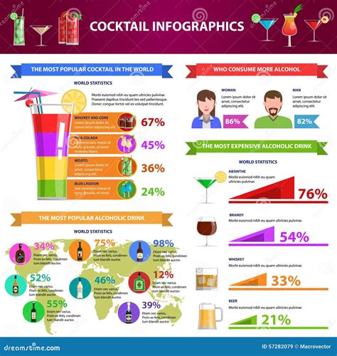 Cocktail Infographics Set Stock Vector Illustration Of Mint 57282079