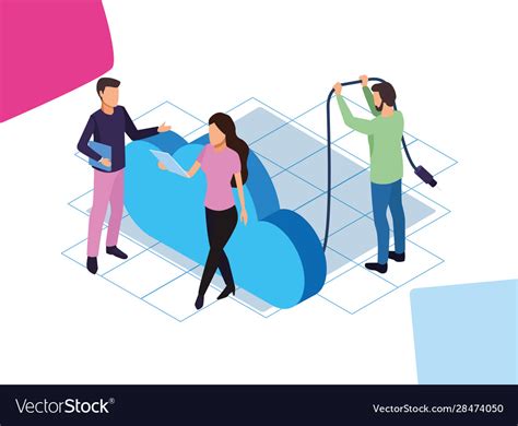 Big Data Colorful Design With Woman And Men Vector Image