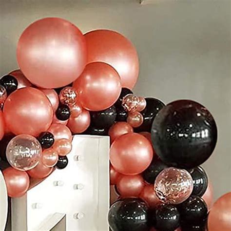 Rose Gold Balloon Garland Arch Kit Black And Rose Gold Confetti Latex