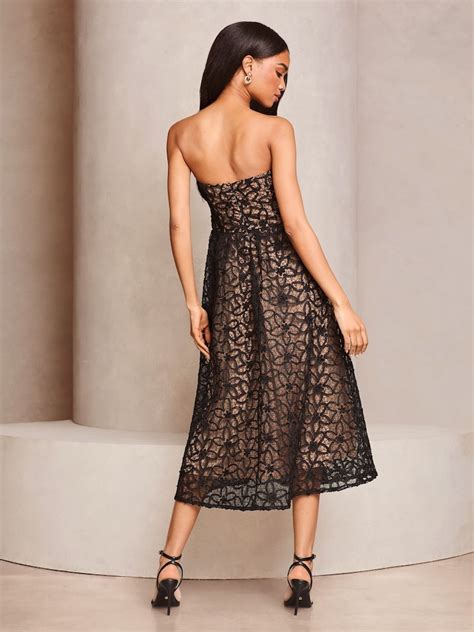 Buy Lipsy Black Premium Lace Bandeau Prom Midi Dress From Next Australia