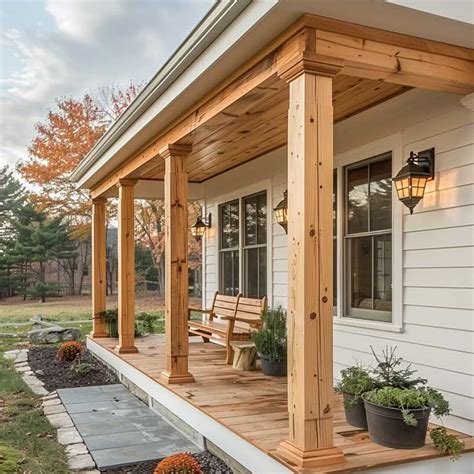 Minimalist Front Porch Columns By Material — White Composite Cedar And