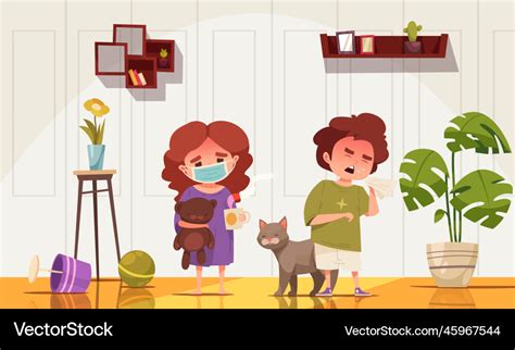 Flu Cartoon Concept Royalty Free Vector Image Vectorstock