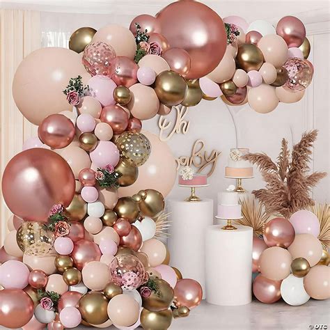 Rose Gold Pink Balloon Garland Kit With Pastel Pink Gold Nude