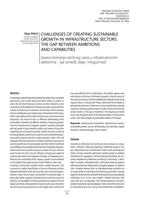 Pdf Challenges Of Creating Sustainable Growth In Infrastructure Sectors The Gap Between