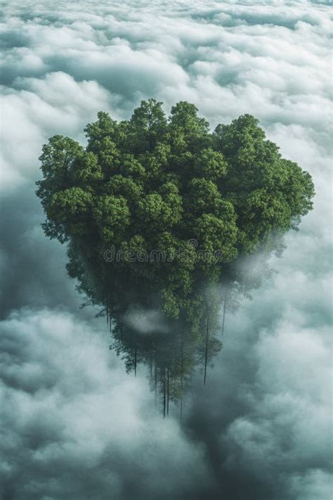 Floating Forest Above The Clouds Stock Illustration Illustration Of