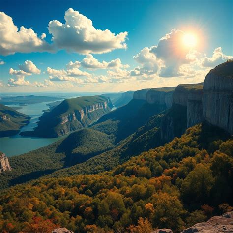 Picturesque View Of New York Palisades Hudson River