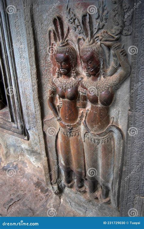 Sculpture Carving Figure Apsaras Or Apsara Angel Deity Female Spirit Of