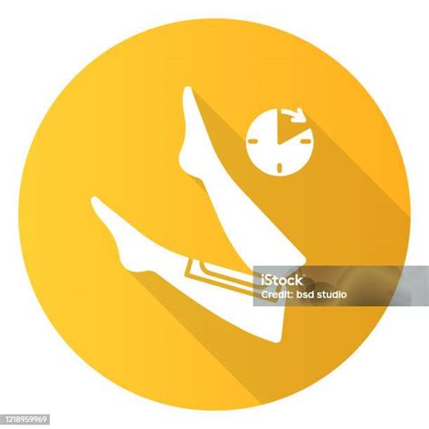 다리 왁 싱 오렌지 플랫 디자인 긴 그림자 문 합 아이콘입니다 신 제모 절차 단계 천연 콜드 왁스 스트립 대기 과정을 적용합니다