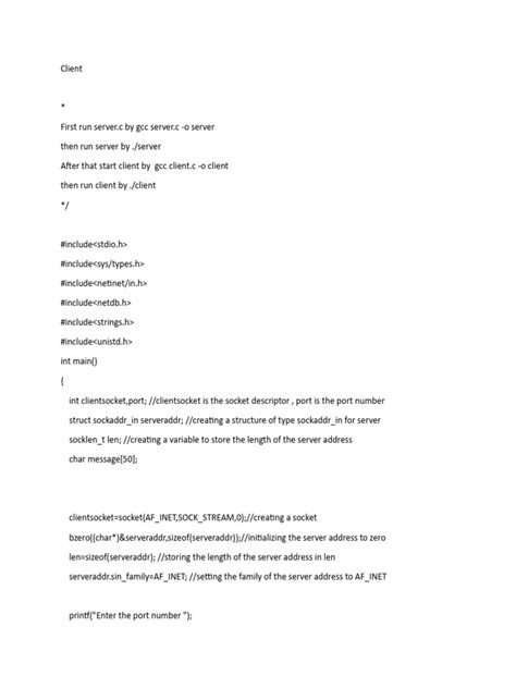 Tcp Program Client And Server Pdf Port Computer Networking Network Socket